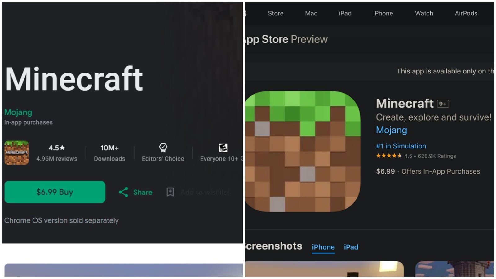 How much does Minecraft cost on every platform? (2023)