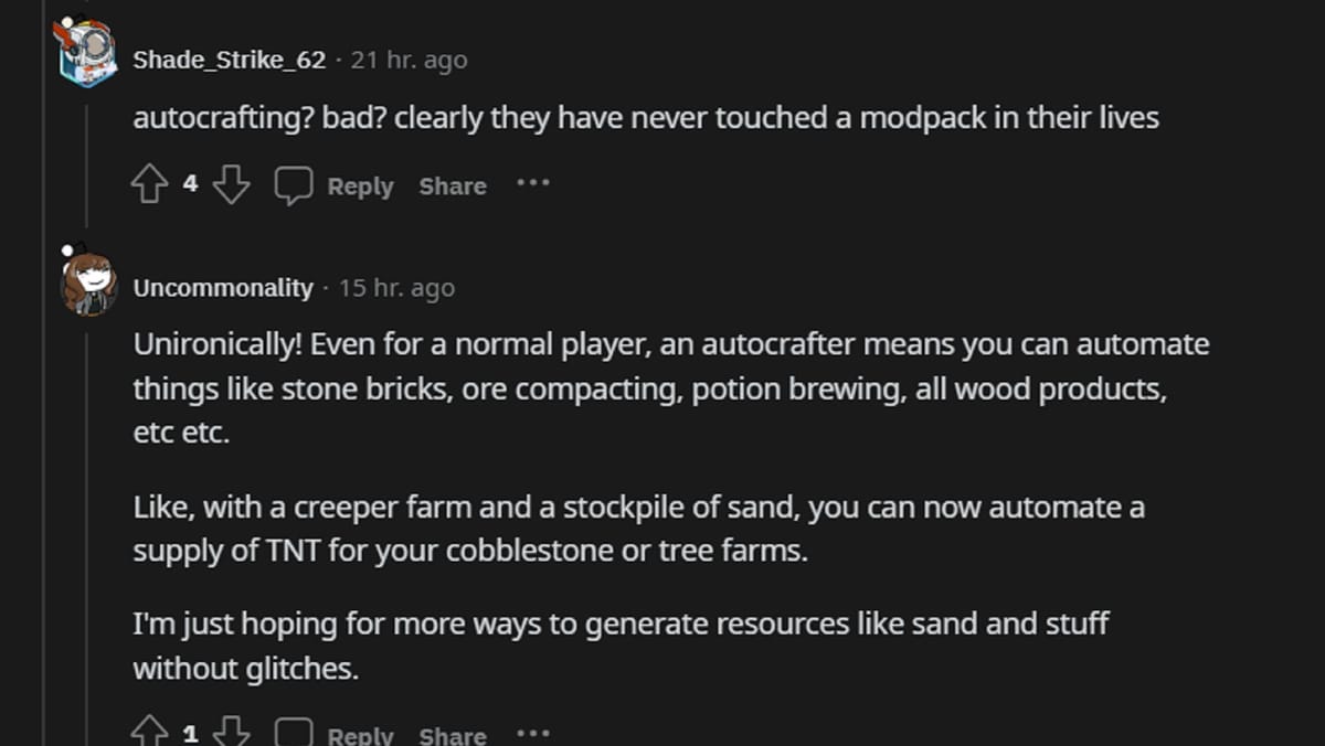 Minecraft player explains how auto-crafting will change the game forever