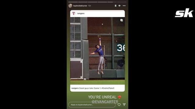 Evan Carter's game-changing catch has wife Kaylen bursting with ...