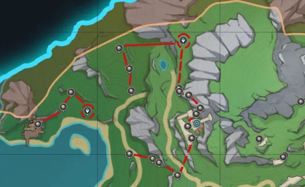Genshin Impact Subdetection Unit routes and locations on map