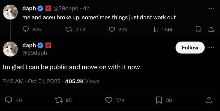 "Things just don't work out" - Twitch streamer 39daph reveals she and ...