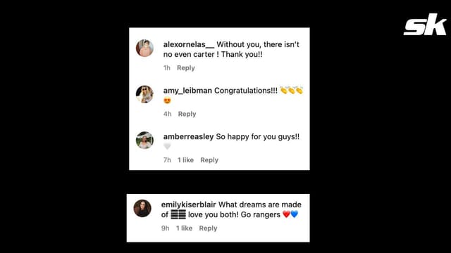 Evan Carter's wife Kaylen beaming with pride after Rangers seal World ...