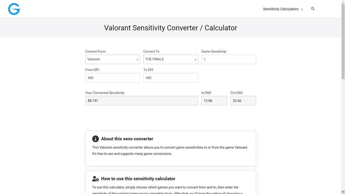 How to convert Valorant sensitivity to The Finals