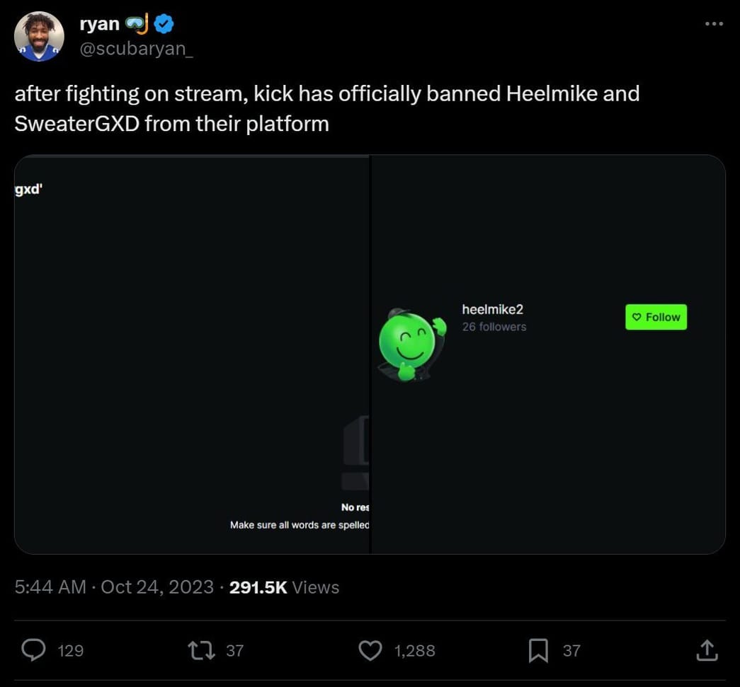 Kick streamers HeelMike and SweaterGXD banned from Kick following their ...