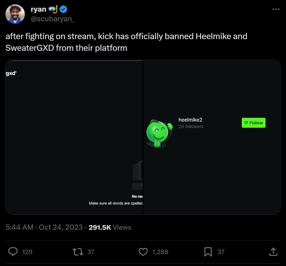 Kick streamers HeelMike and SweaterGXD banned from Kick following their ...