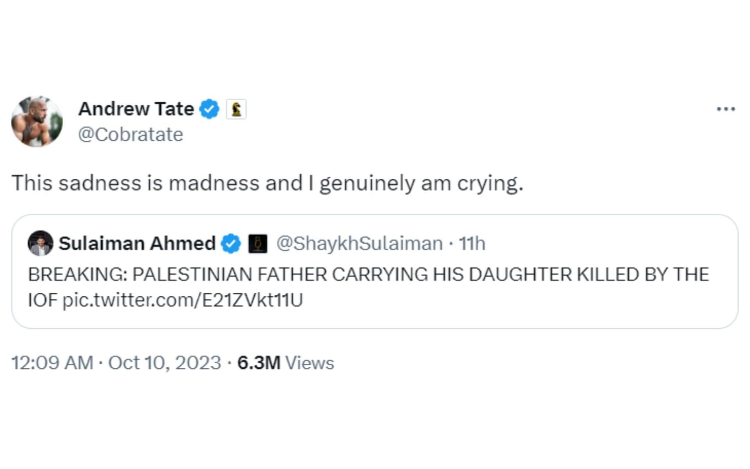 Israel-Palestine conflict: “I genuinely am crying” - Andrew Tate’s ...