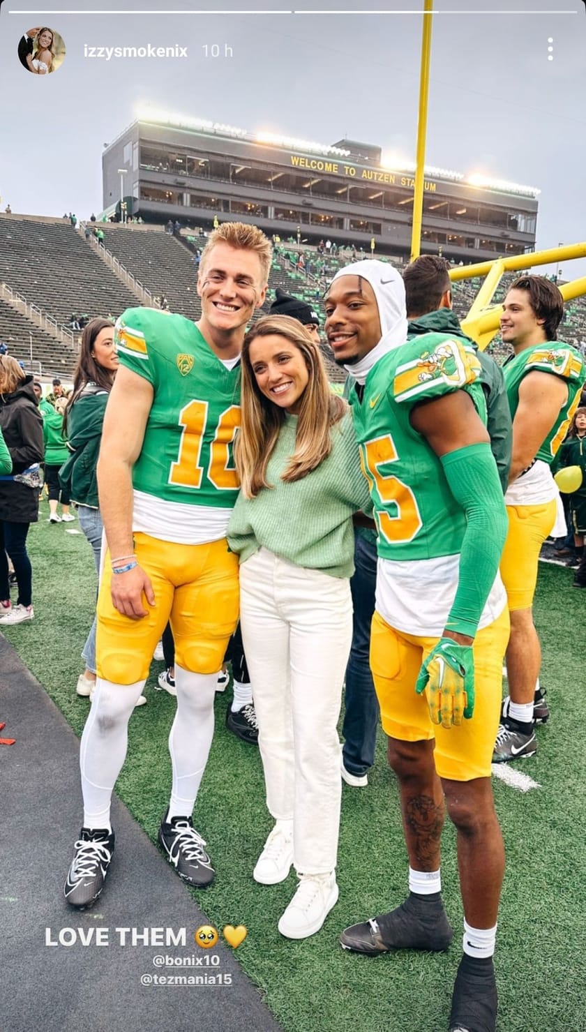 Bo Nix's wife Izzy Smoke shares a heartwarming post with Oregon stars ...