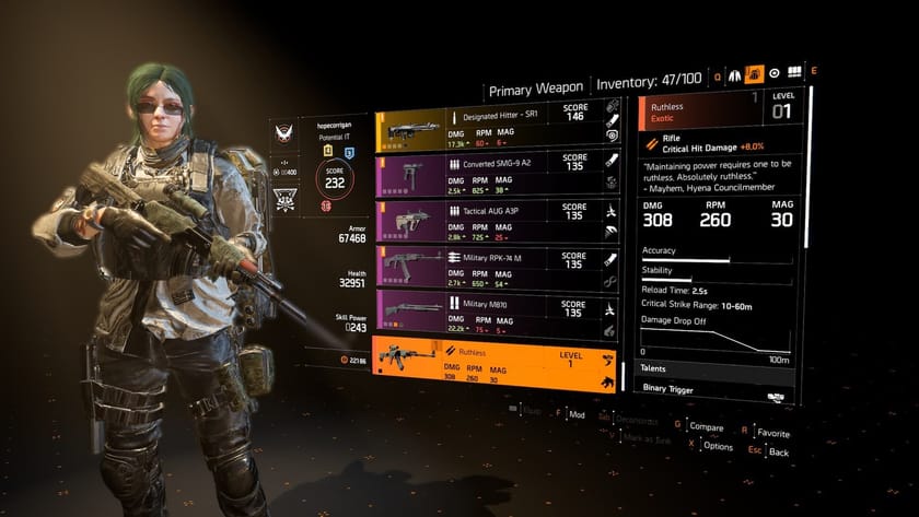 The Division 2 Exotic weapons tier list