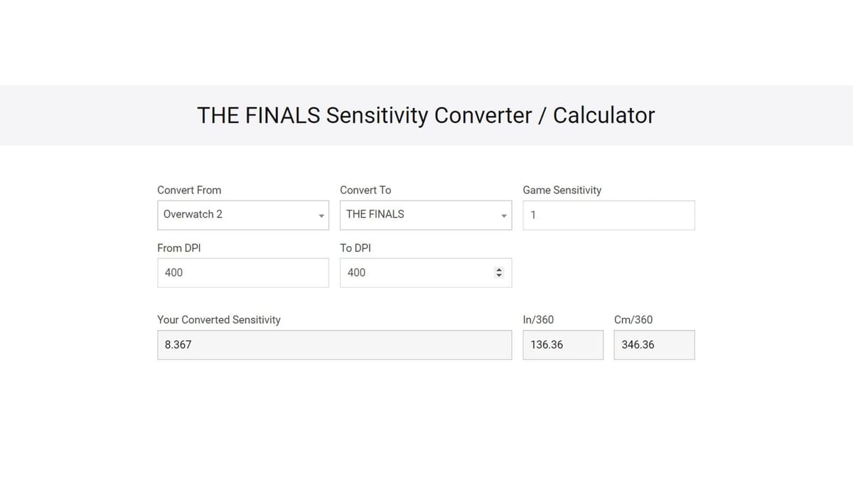 How to convert Overwatch 2 sensitivity to The Finals
