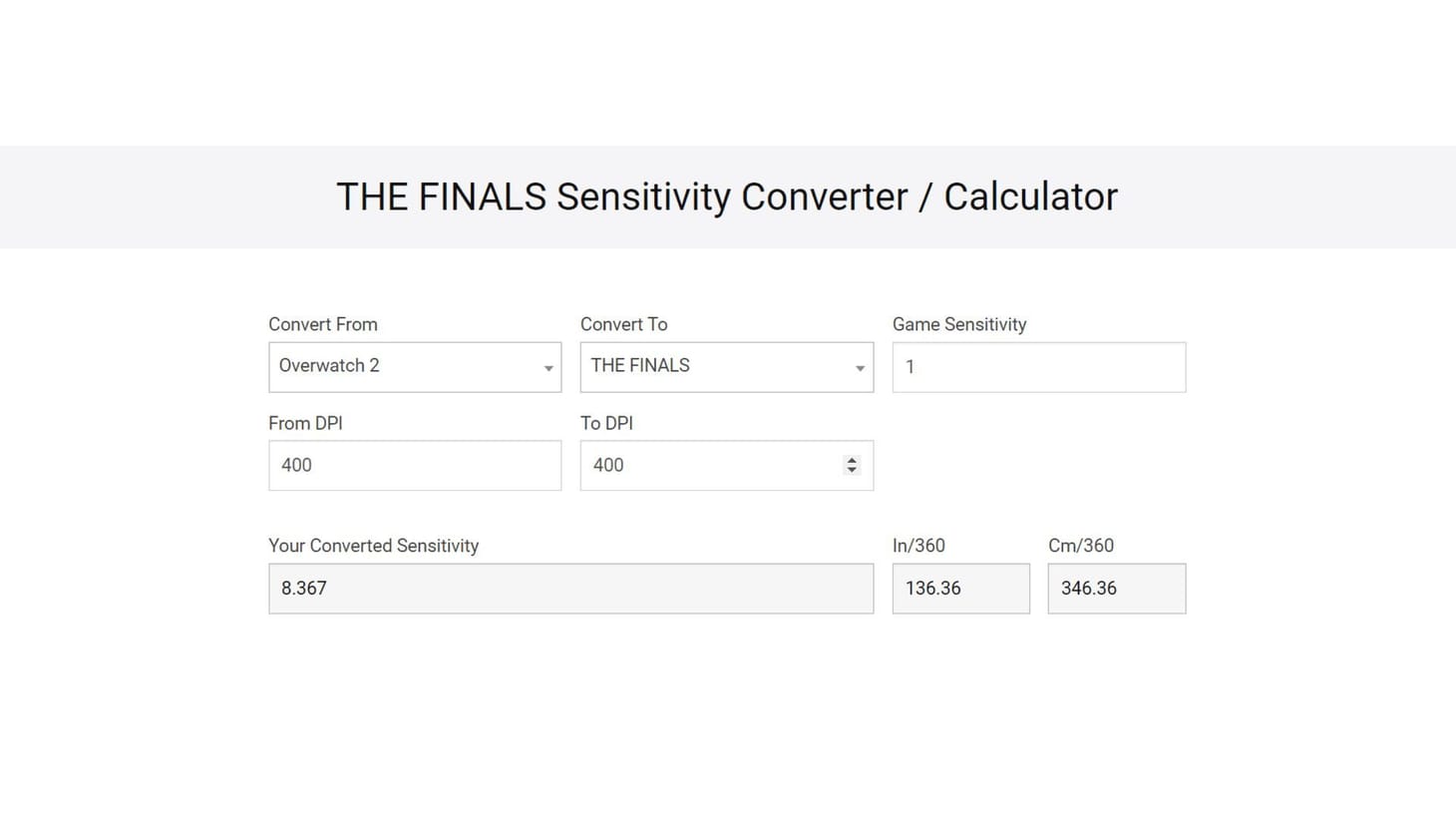 How to convert Overwatch 2 sensitivity to The Finals