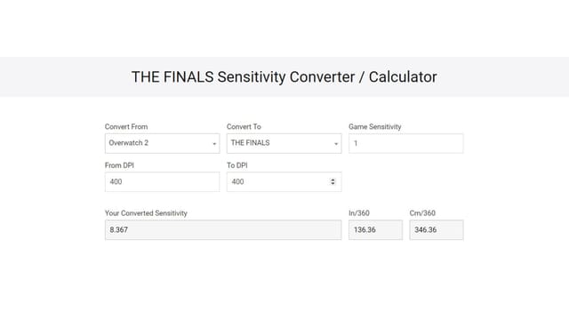 How to convert Overwatch 2 sensitivity to The Finals