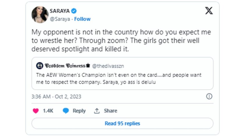 Saraya vows to be "forever champ" in AEW, takes sly jibe at released ...