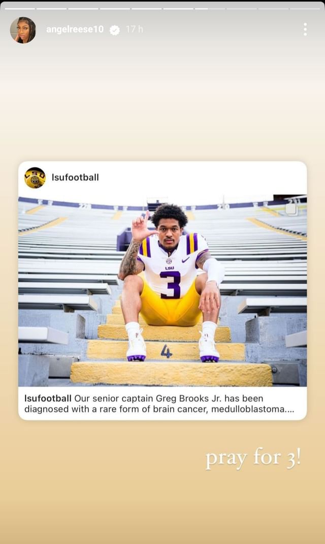 LSU’s Angel Reese sends heartfelt message to Greg Brooks Jr. battling a ...