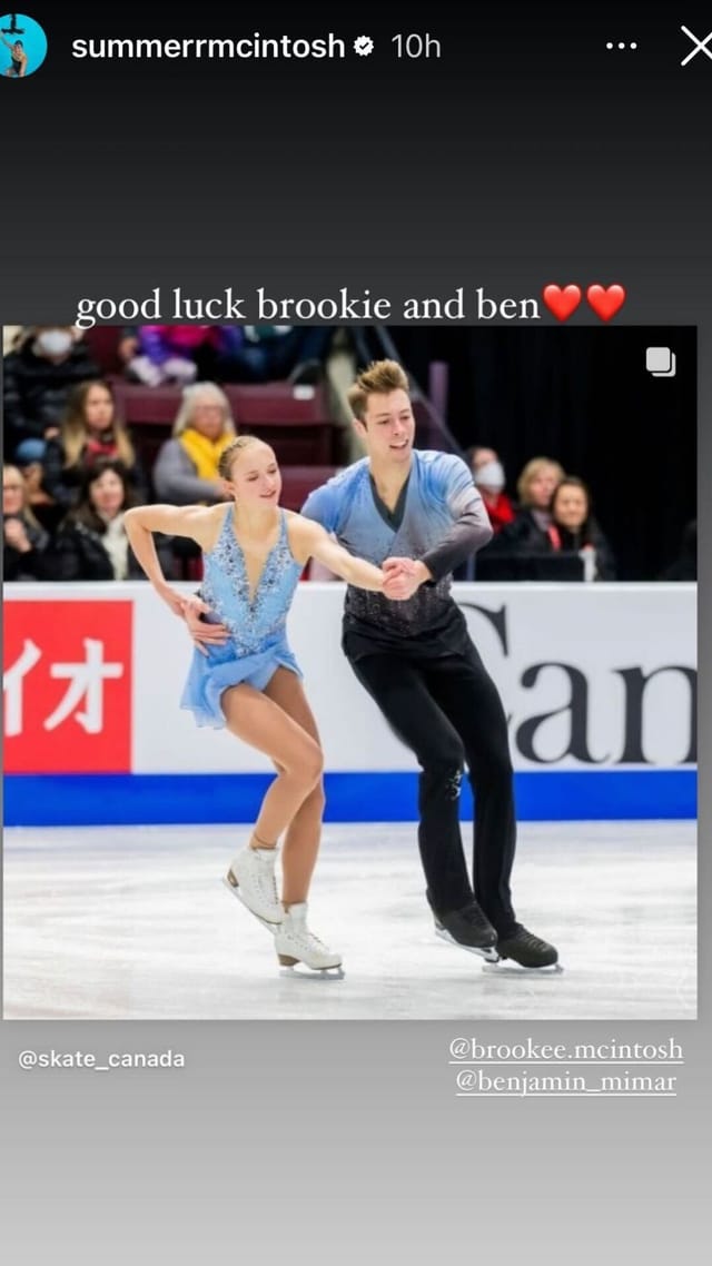 Summer McIntosh sends her best wishes to sister Brooke and her skating ...