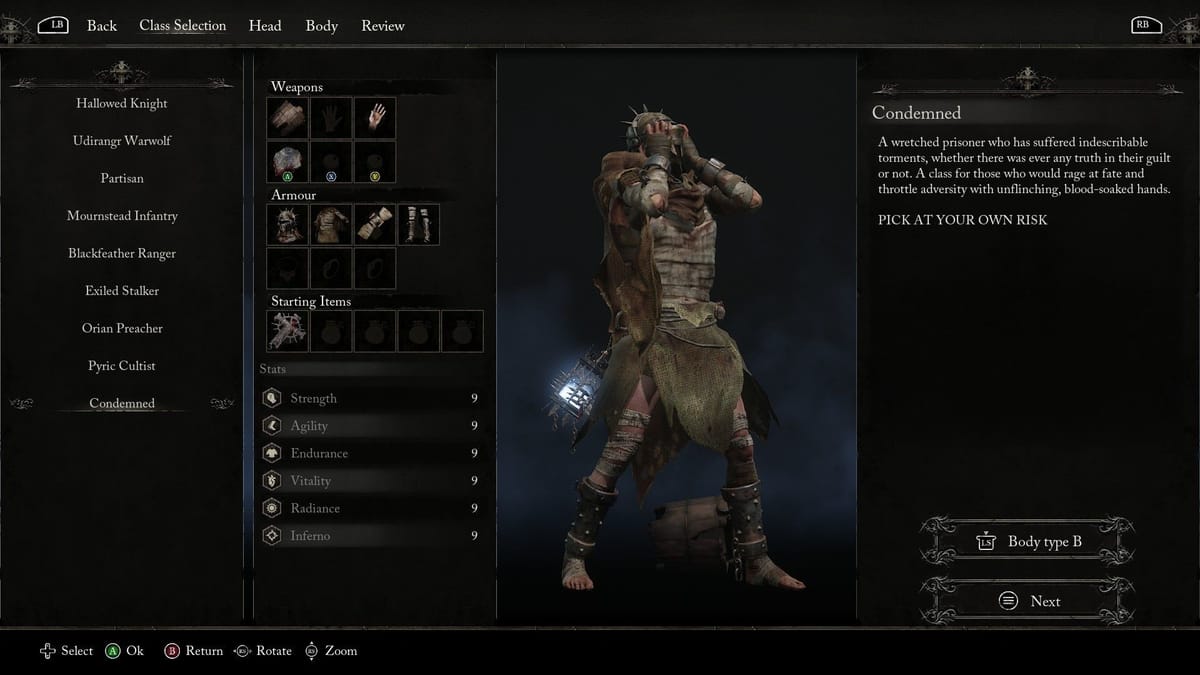 All starting classes in Lords of the Fallen explained