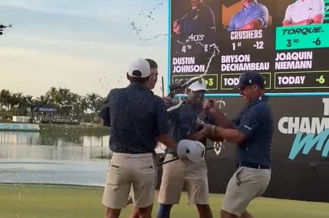 Watch: Champagne showers as Bryson DeChambeau’s Crushers GC wins LIV ...