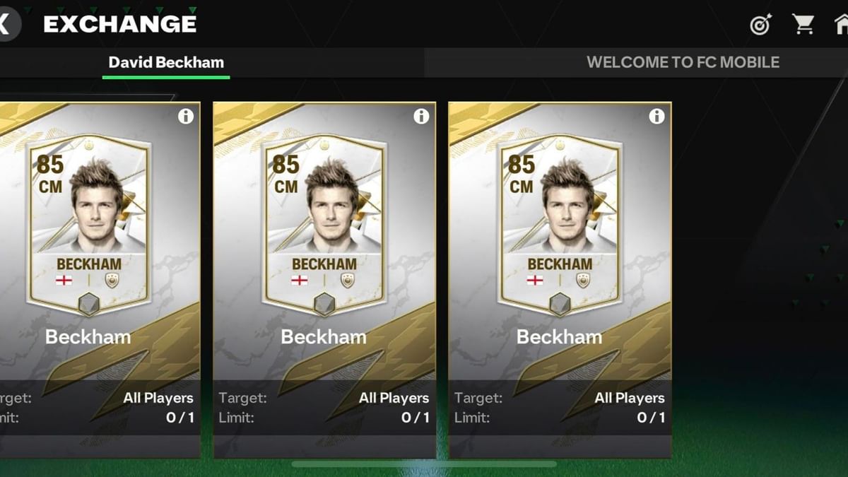David Beckham Exchange in EA FC Mobile: Available cards, how to exchange, and more