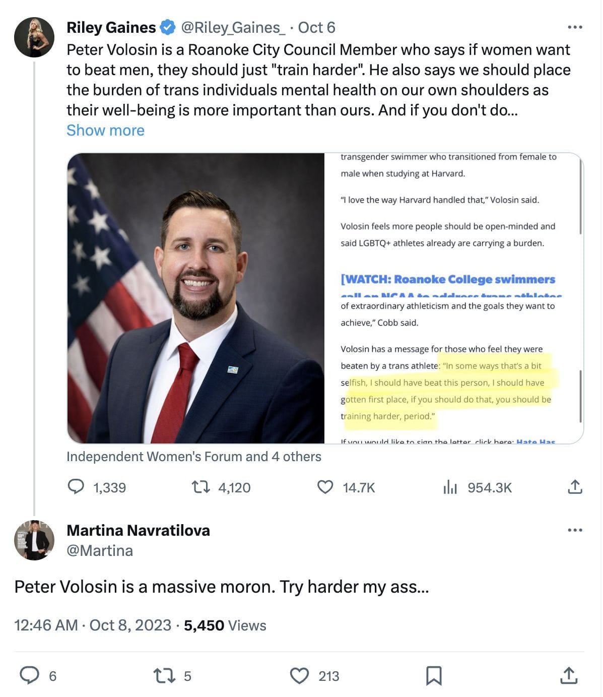 "Try harder my a**" - Martina Navratilova echoes Riley Gaines ...