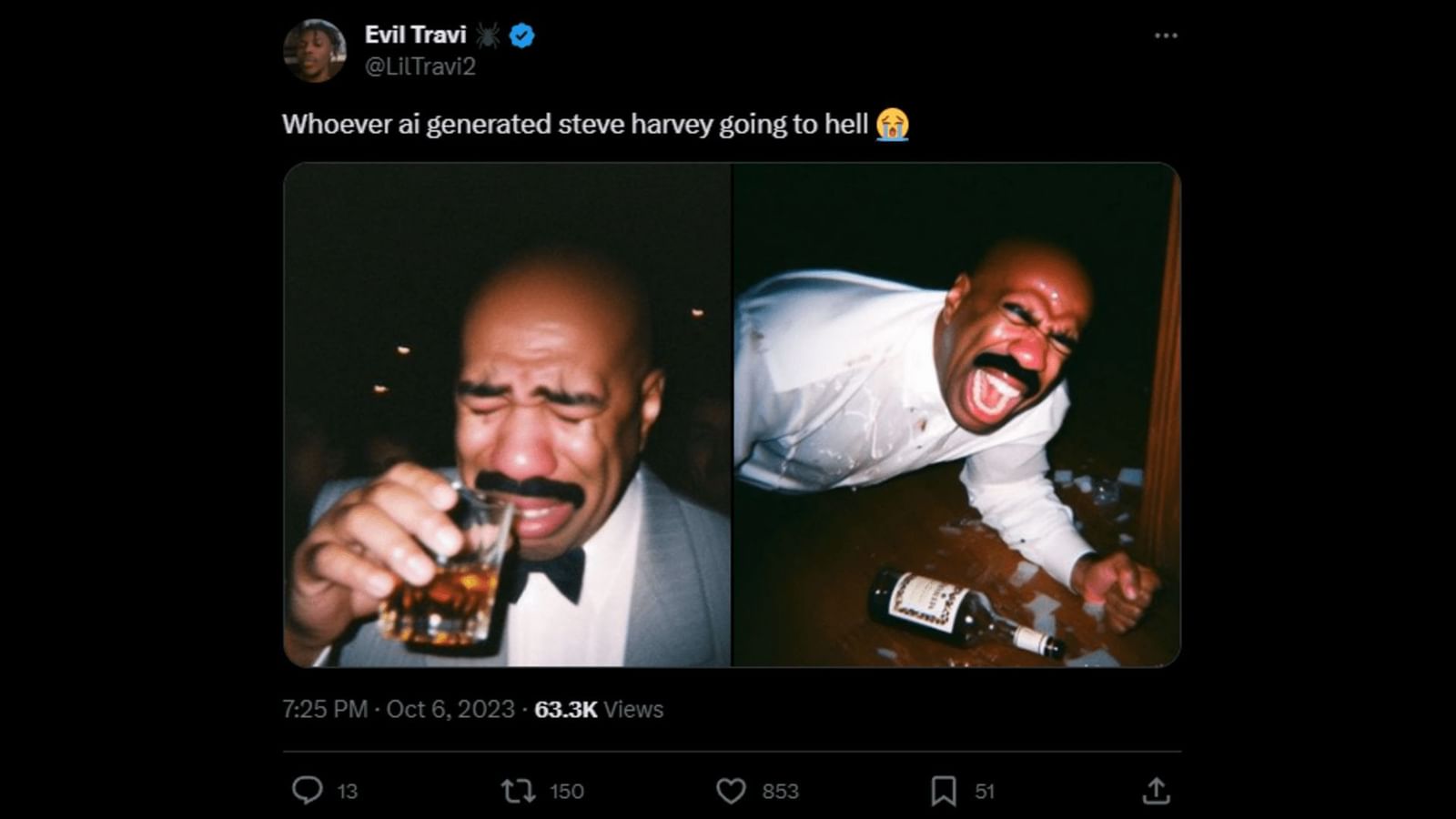 What is the Steve Harvey running from monsters meme? AI photos trigger ...