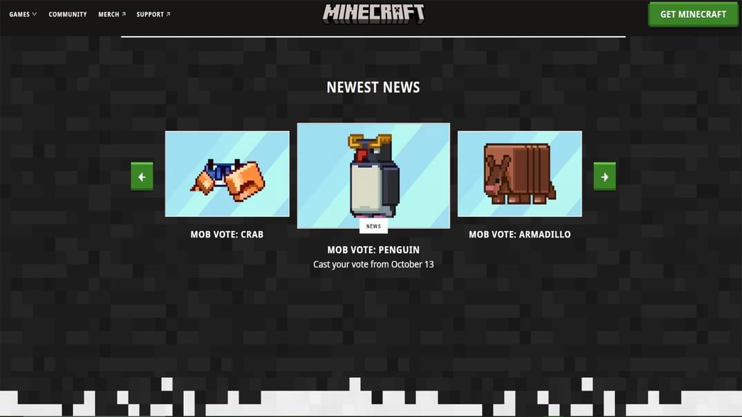 How to vote for Armadillo in Minecraft Mob Vote 2023