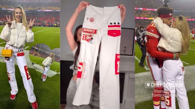 IN PHOTOS: Brittany Mahomes dons custom-made Patrick Mahomes' Chiefs pants for MNF vs Eagles