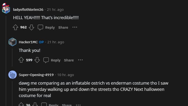 Minecraft fan shares their almost three-meter-tall enderman costume