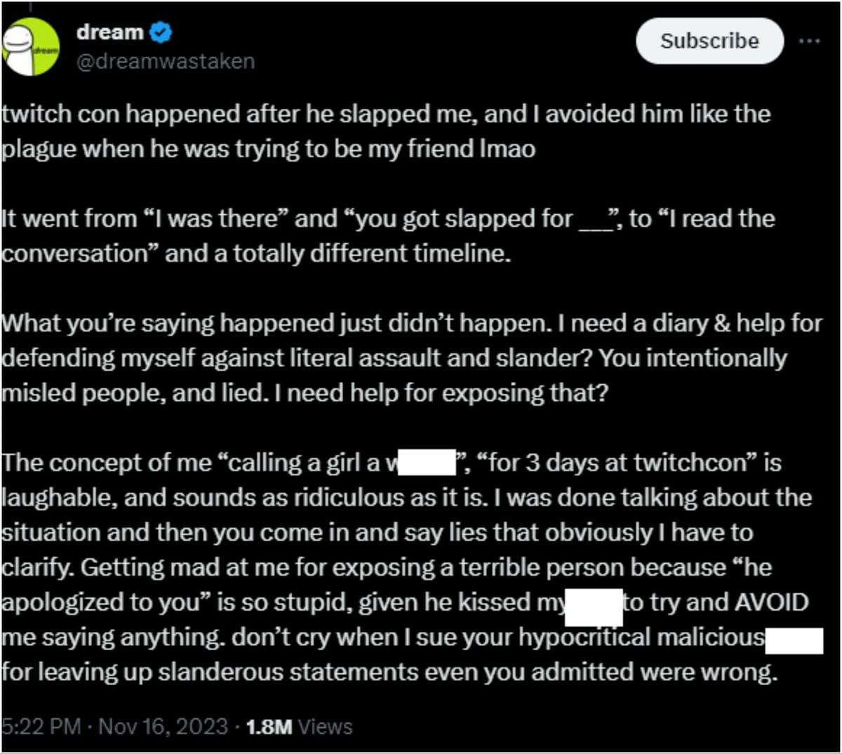 "Allergy to the truth continues" - Dream responds as netizen accuses ...