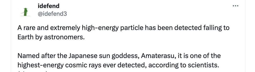 What does Amaterasu mean? Ultra powerful Cosmic ray hits earth, leaves ...