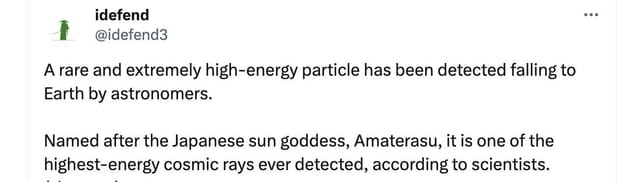 What does Amaterasu mean? Ultra powerful Cosmic ray hits earth, leaves ...
