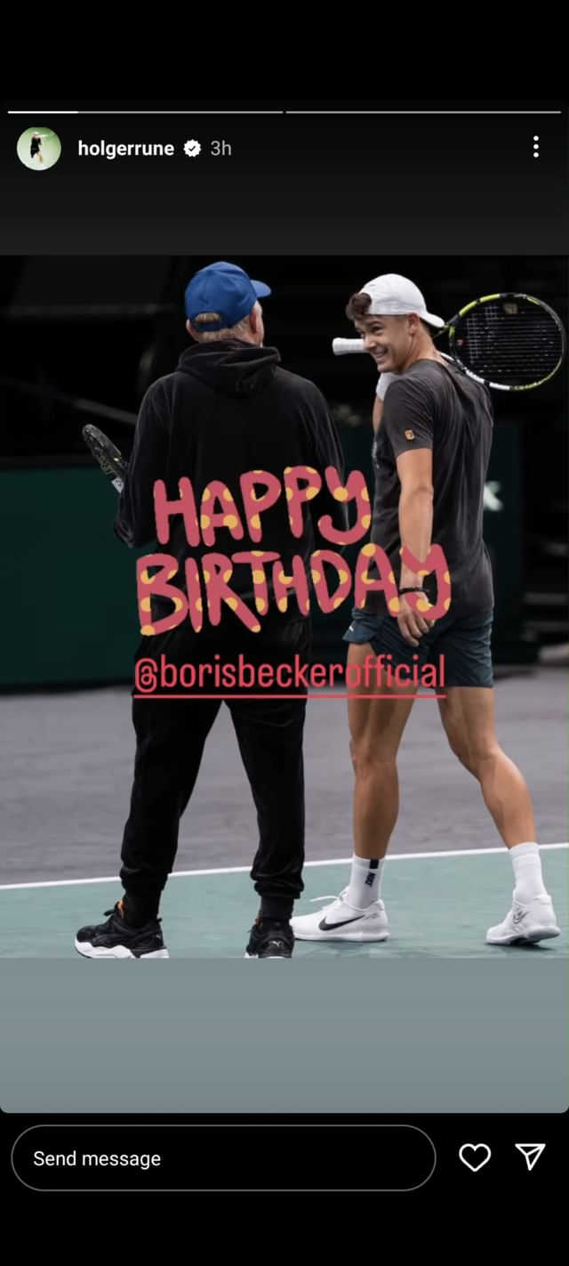 Holger Rune sends birthday wishes to coach Boris Becker