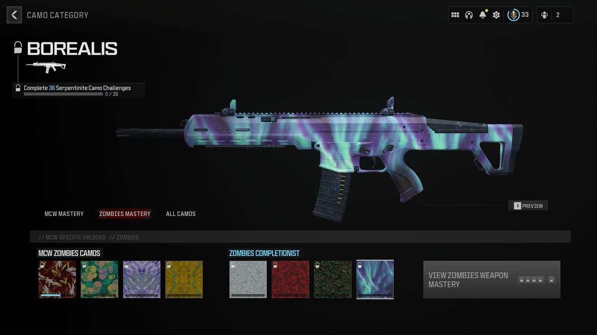 How to get Borealis camo in Modern Warfare 3 Zombies