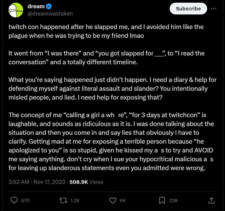 "Called a girl I knew 'wh*re' and got slapped" - Netizen accuses Dream ...