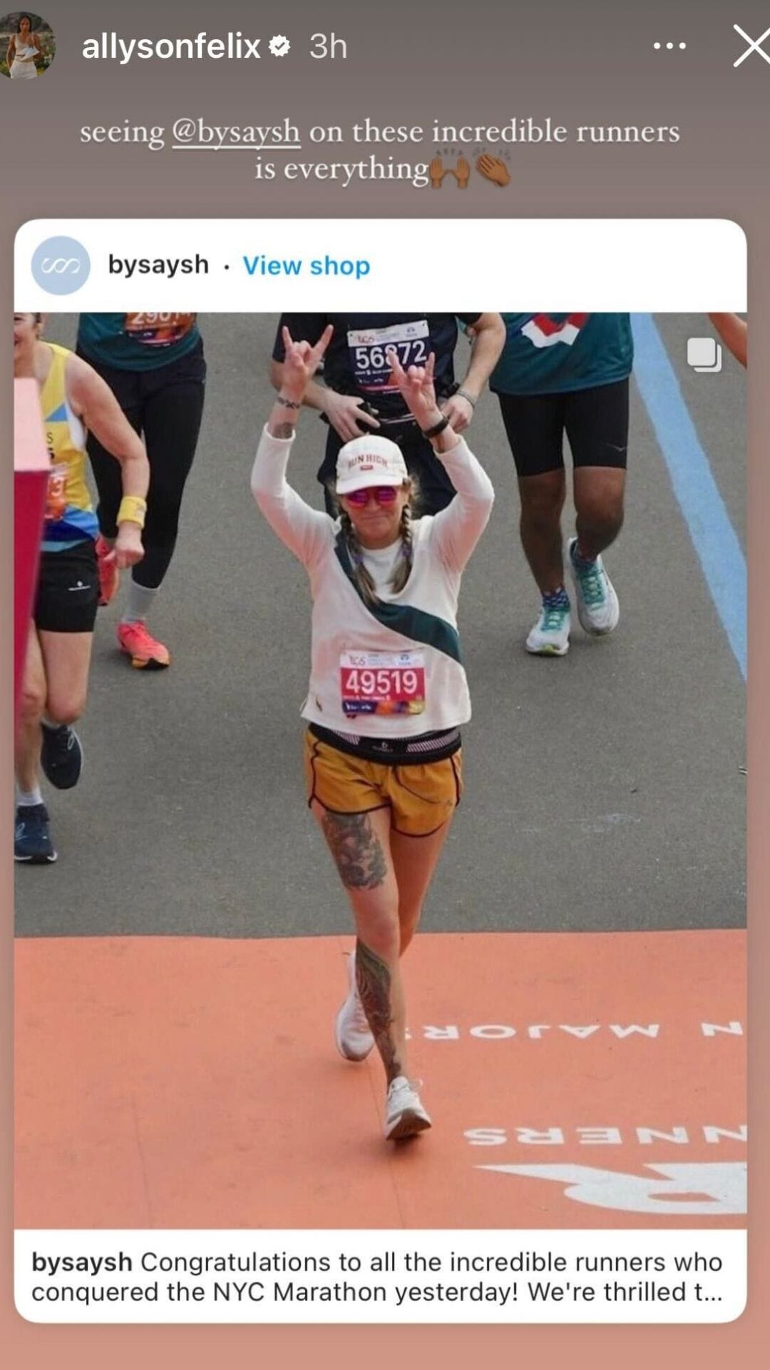 Allyson Felix congratulates Helen Obiri and other runners at New York ...