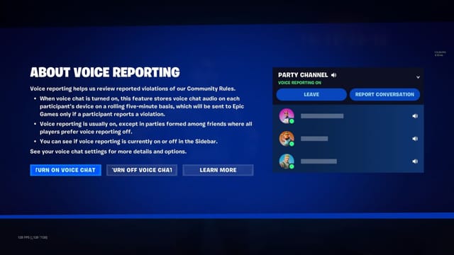 Fortnite voice chat reporting feature seemingly in development