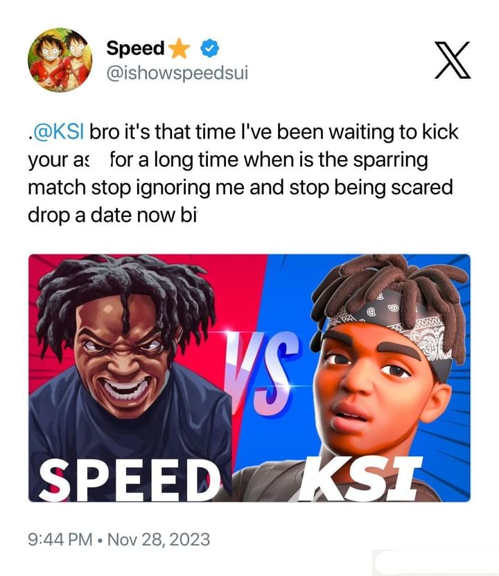 "Stop being scared": IShowSpeed challenges KSI to a fight, calls on him ...