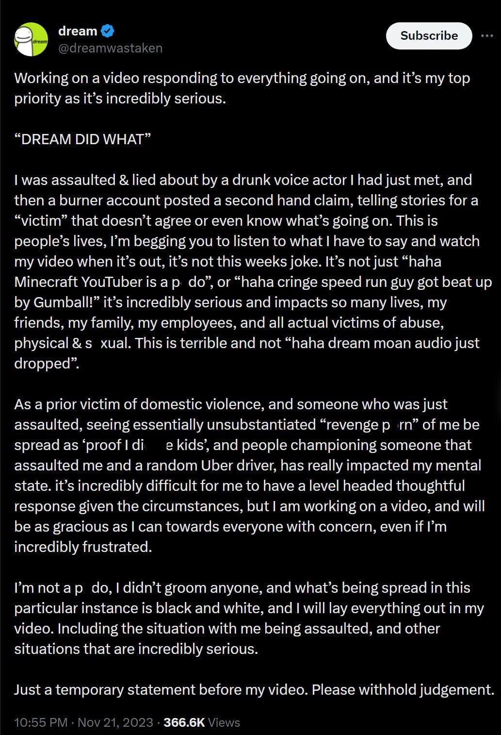 Amid recent controversy, Minecraft streamer Dream announces he will ...