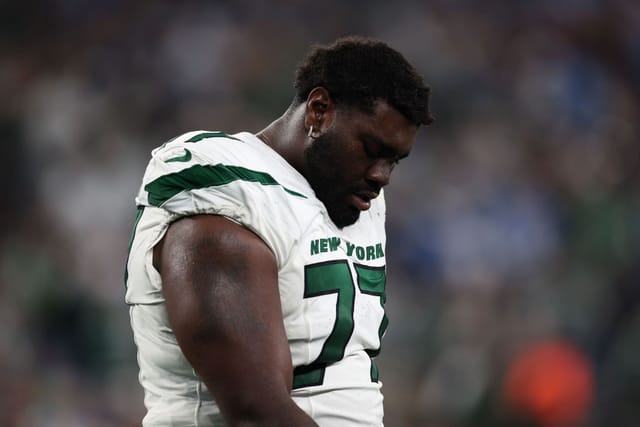 Mekhi Becton injury: Jets LT gets carted off after ankle injury vs ...