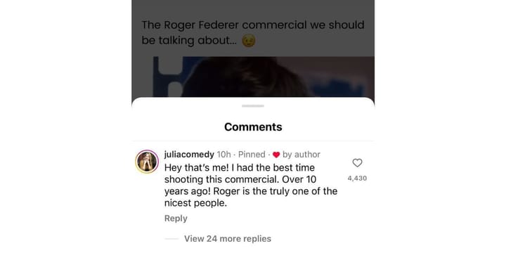 "Roger Federer is truly one of the nicest people" - Co-actress recalls ...