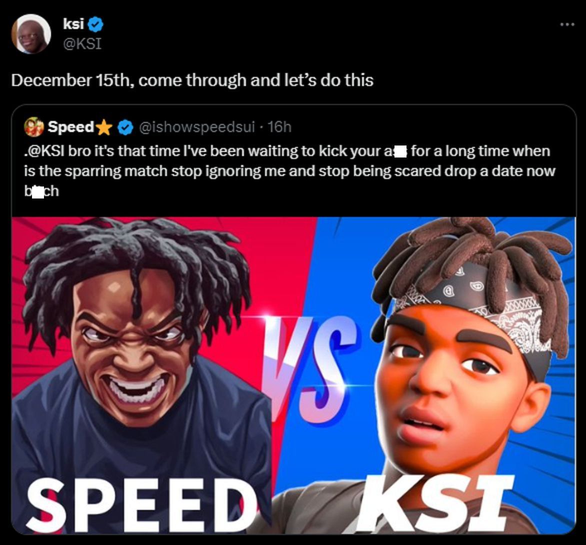 “December 15th” - KSI accepts IShowSpeed’s boxing challenge, schedules ...