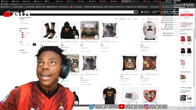 IShowSpeed finds illegal merch of his brand on AliExpress, complains on ...