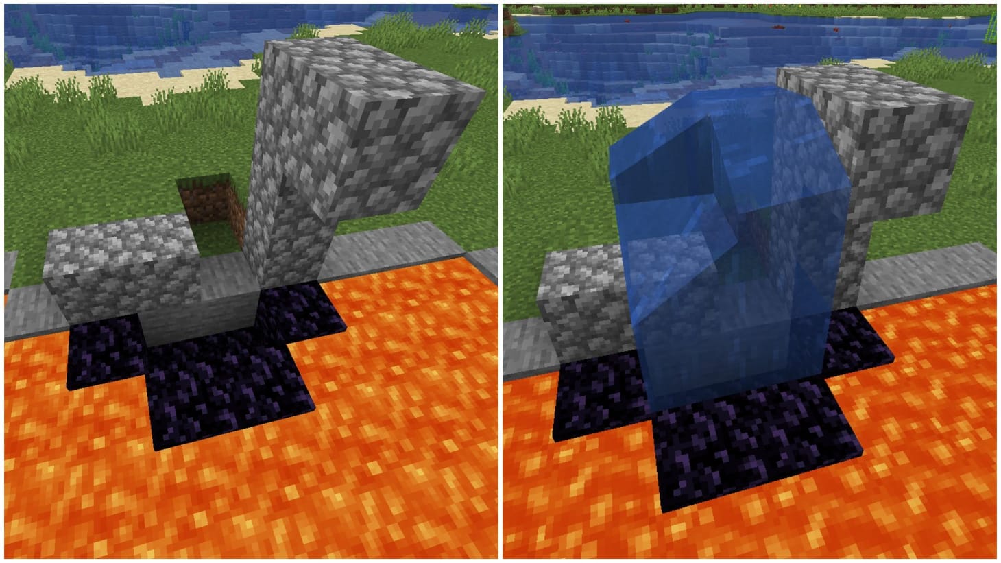 How to make Minecraft nether portal using lava pool