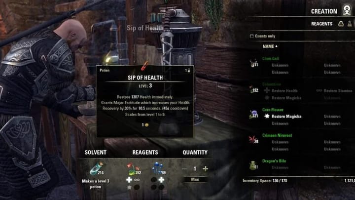 All The Elder Scrolls Online Healing potion recipes