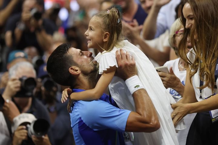 Watch: Novak Djokovic shows his kids how it's done; son Stefan screams 'Idemo,' daughter Tara ...