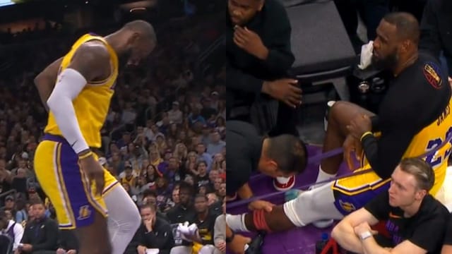What happened to LeBron James after getting hit in the knee by Kevin ...