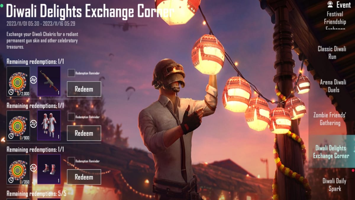 BGMI Diwali Delights Exchange Corner: All rewards, how to collect ...