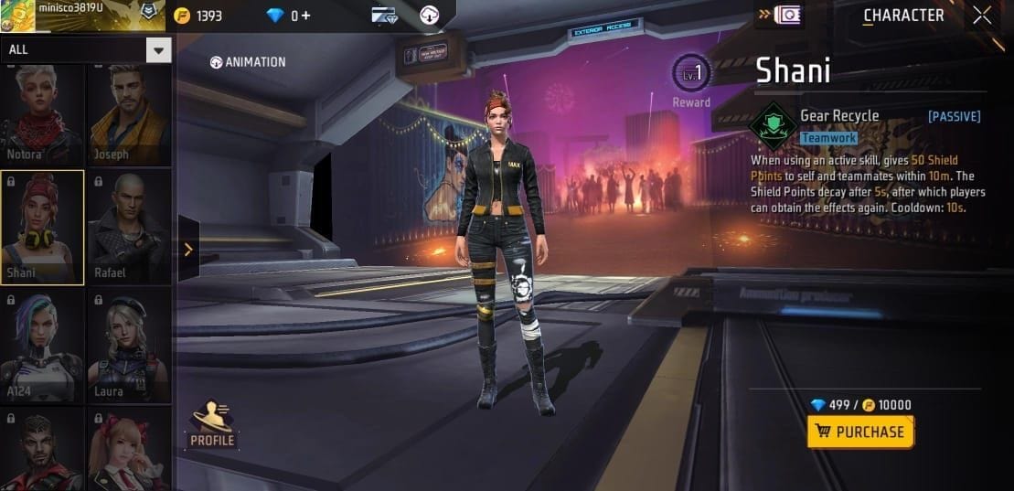 Character: Free Fire MAX में Shani कैरेक्टर: ताकत, कीमत और खरीदने की ...