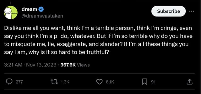 "I did not groom anyone" - Dream responds to allegations, claims people ...