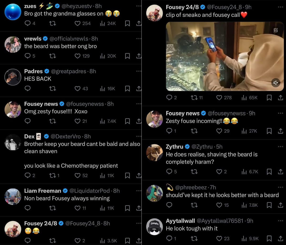 "The beard was better" - Fans react as Fousey reveals his new look ...