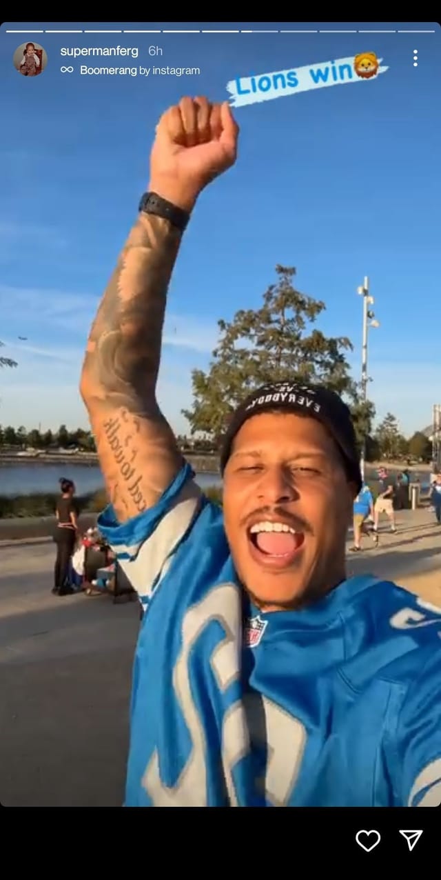 Allyson Felix and husband Kenneth Ferguson cheer for Detroit Lions in ...