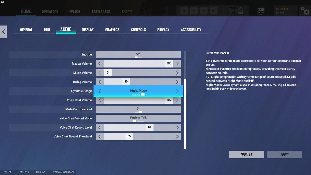 Whats the best audio settings for Rainbow Six Siege?